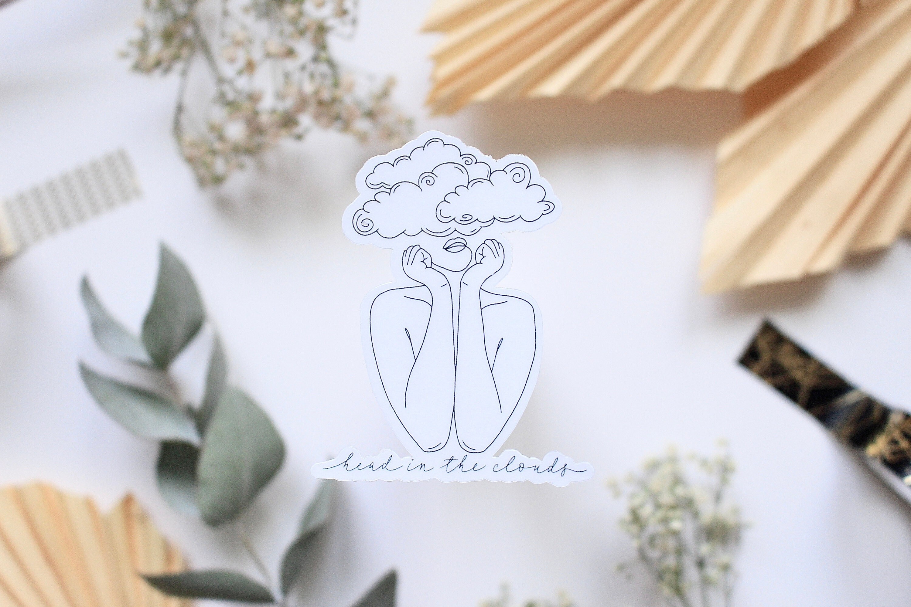 Line Art Woman Vinyl Sticker Black and White CLEAR Sticker - Etsy