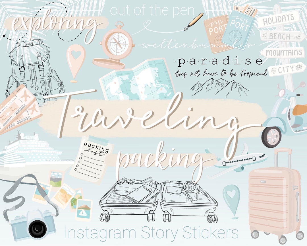 Traveling Instagram Story Stickers | Vacation Story Stickers, Digital ...