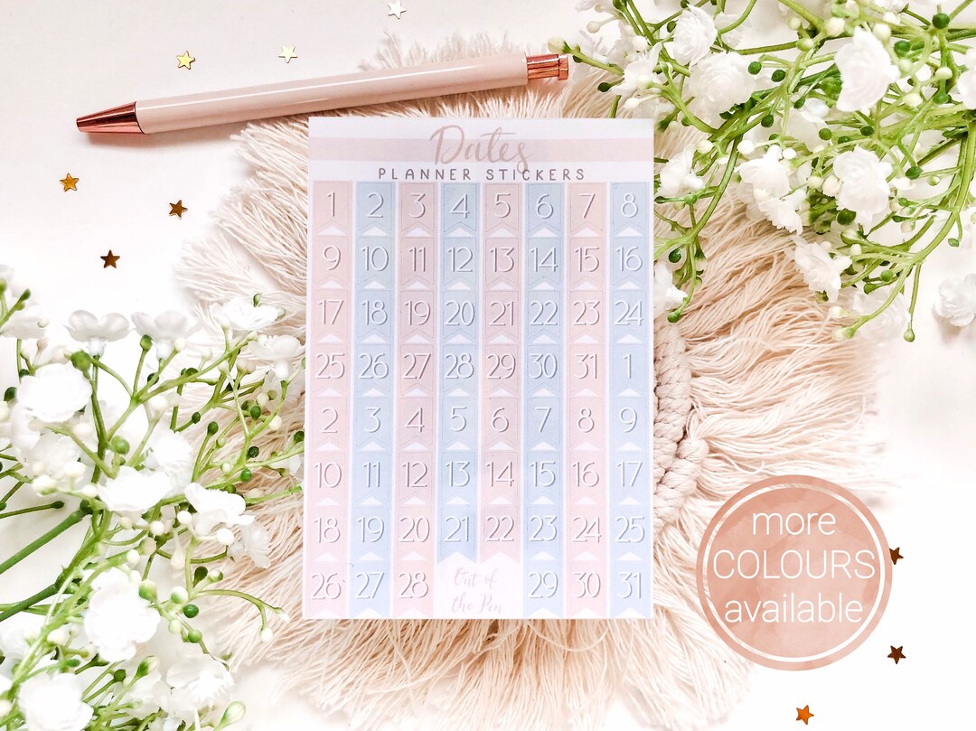 Dates Sticker Sheet | 62 Number Stickers, Numbers 1 to 31 Stickers ...