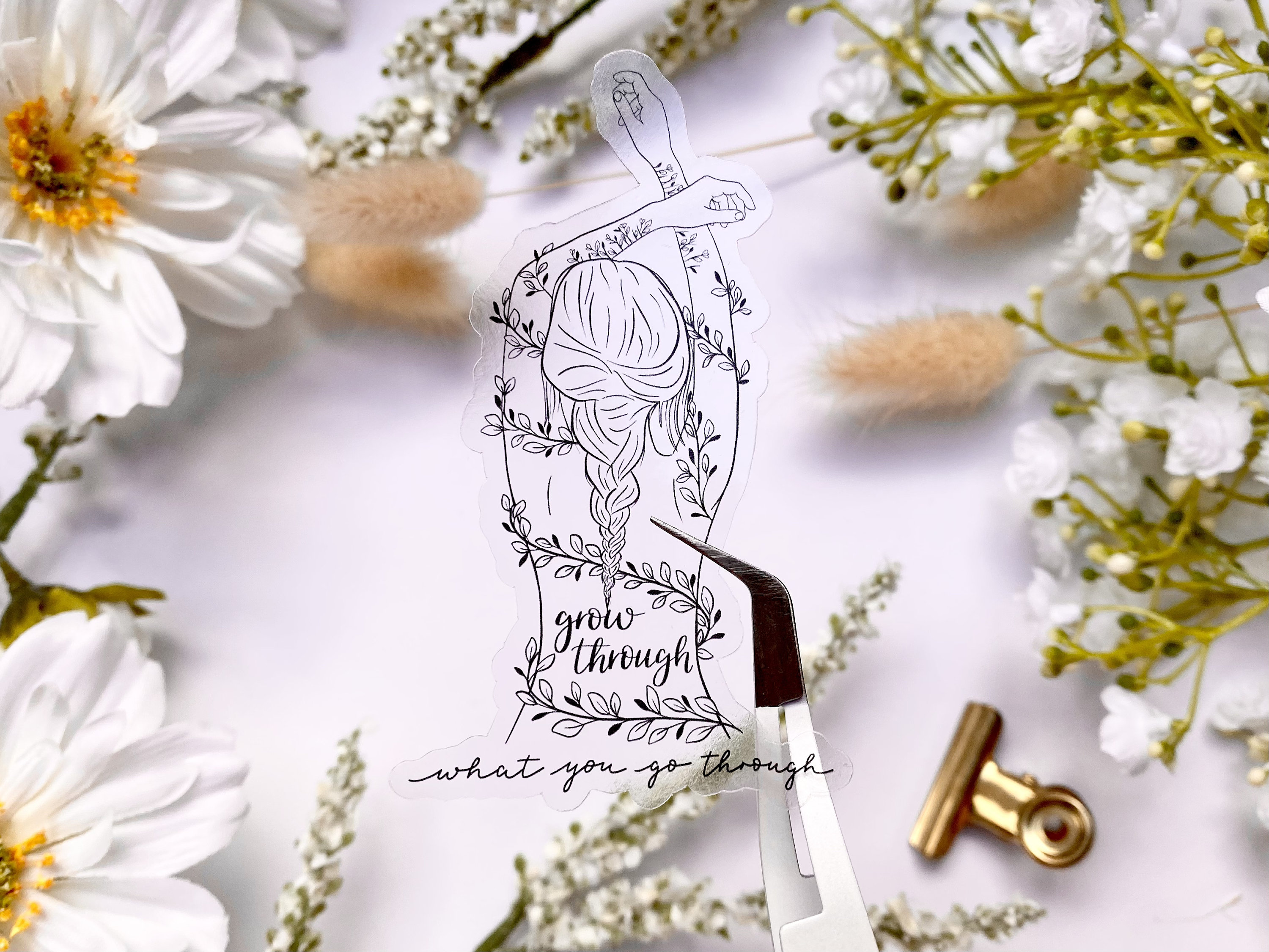 Line Art Woman Sticker, Clear Sticker Laptop Fine Line Art, Female Body ...