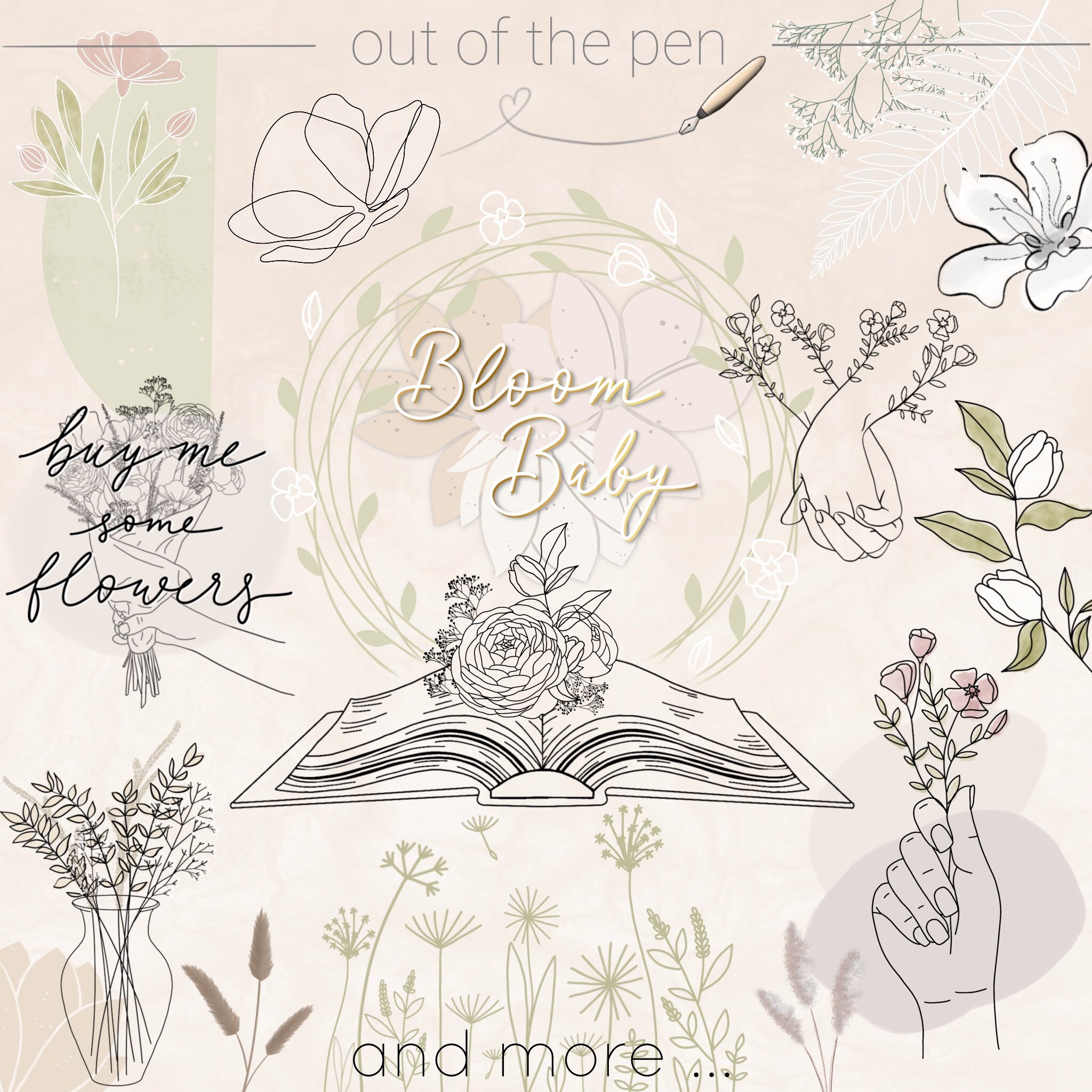 Instagram Story Stickers Floral Elements | Botanical Flowers Plants - Etsy