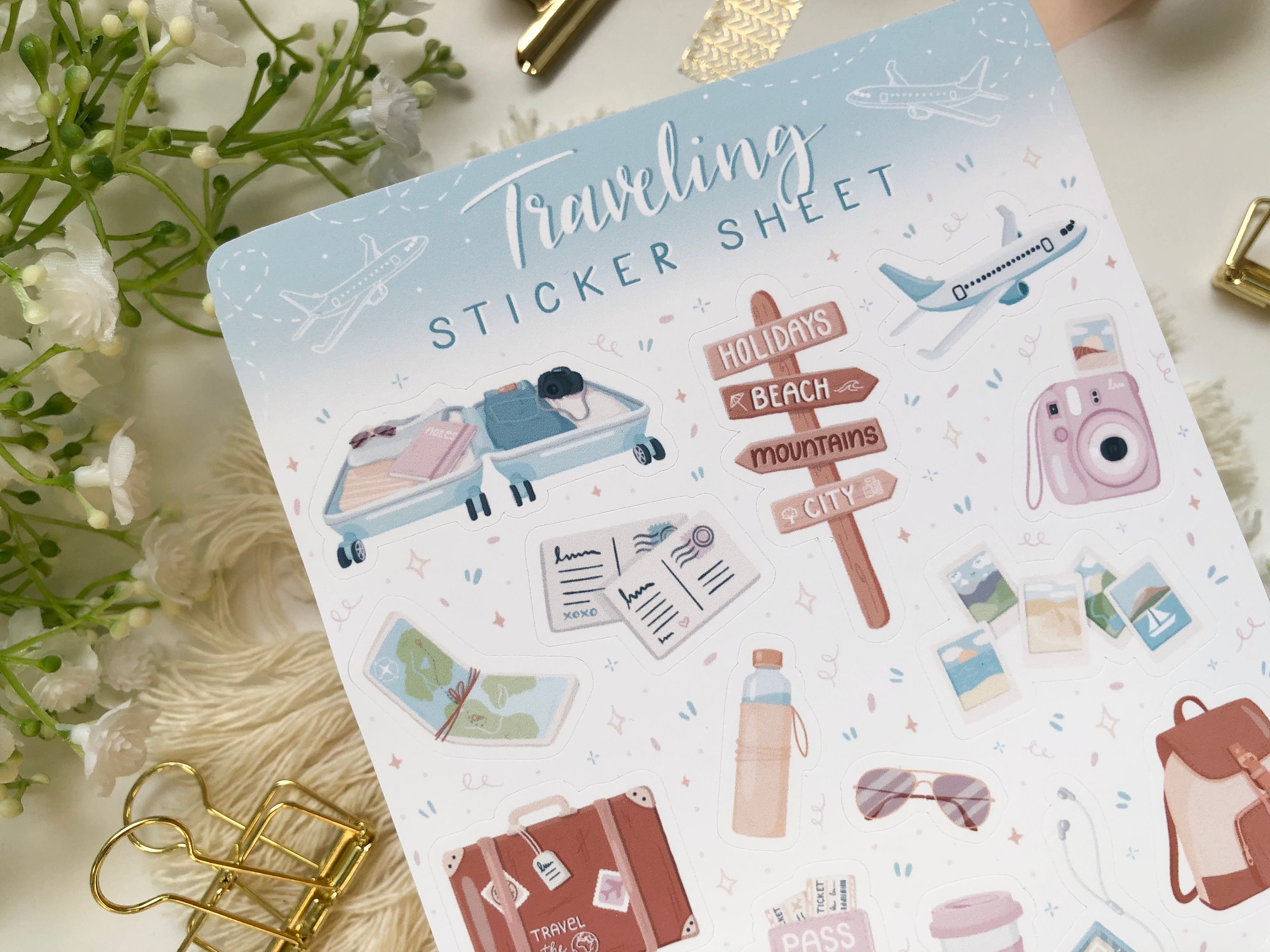 Sticker Sheet Reisen Traveling Sticker Sheet für Bullet - Etsy.de