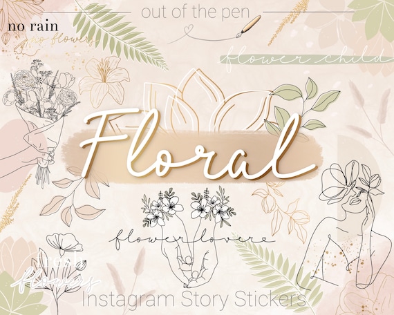Instagram Story Stickers Floral Elements Botanical Flowers - Etsy