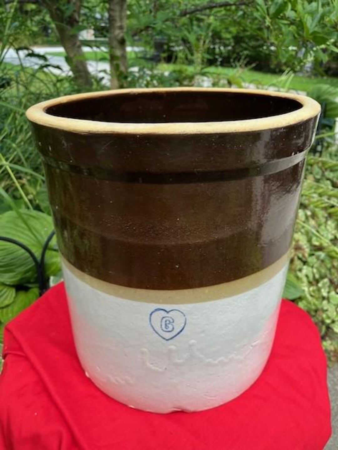 Antique Crock: 6-gallon Burley & Winter Blue Heart Large Crock Rare - Etsy