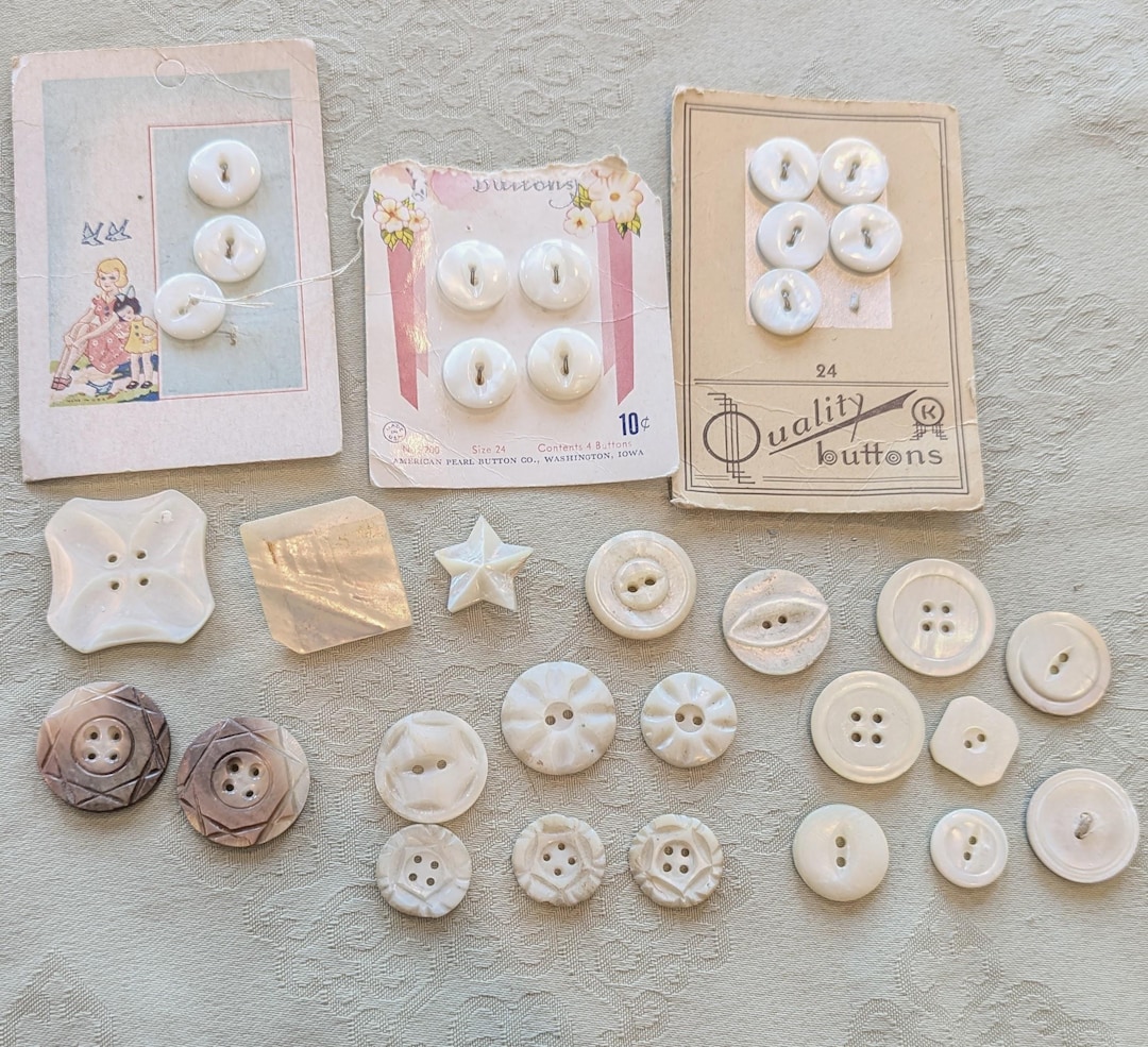 Antique Shell Buttons, 1900s Carved Shell Buttons, 20s Mother of Pearl ...