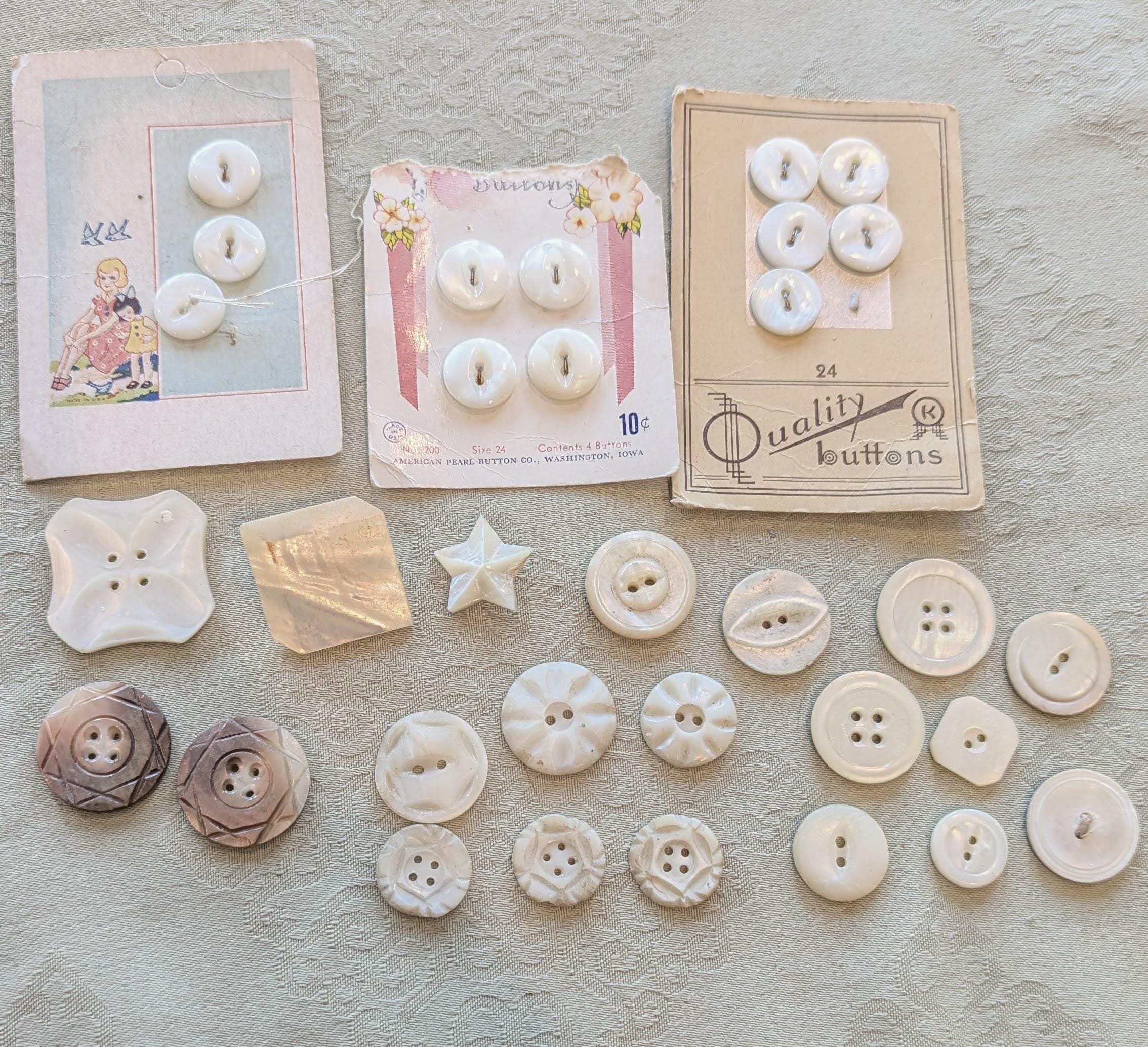 Antique Shell Buttons, 1900s Carved Shell Buttons, 20s Mother of Pearl ...