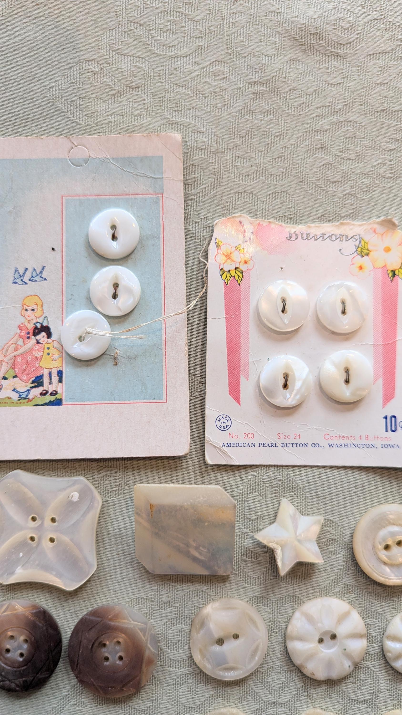 Antique Shell Buttons, 1900s Carved Shell Buttons, 20s Mother of Pearl ...