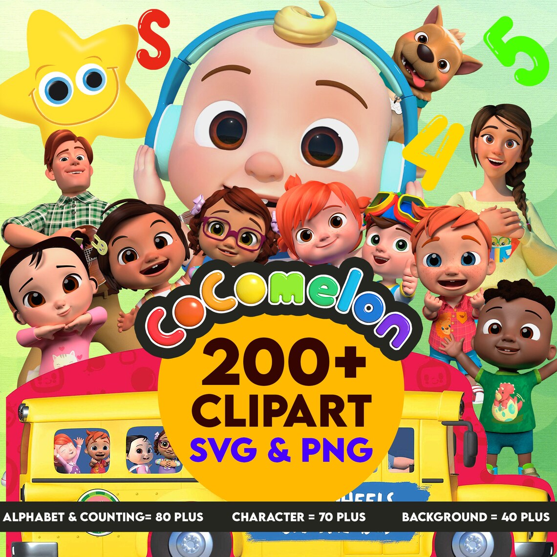 Coco-melon Clipart PNG Instant Download Sublimation JJ Iron on - Etsy