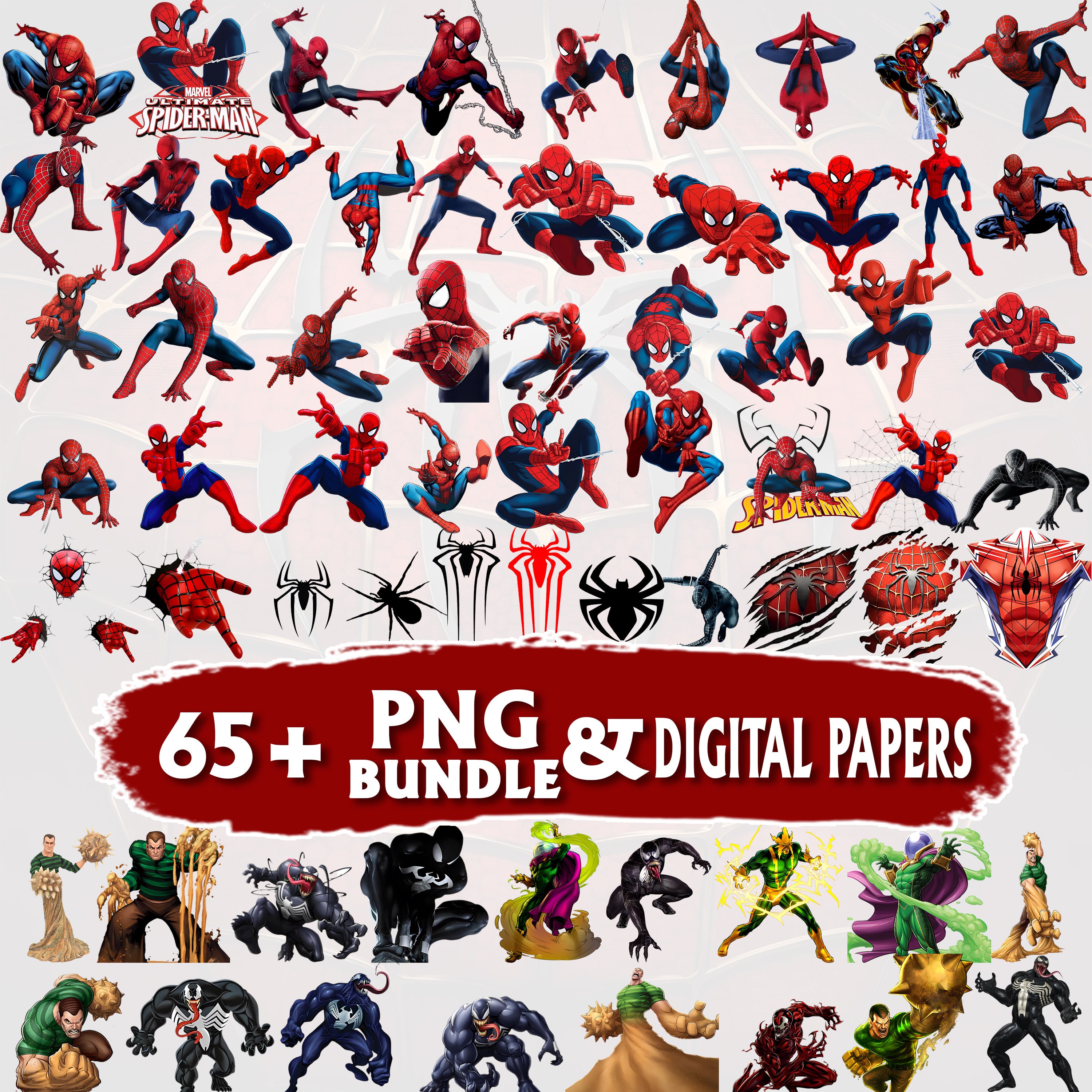Spiderman PNG Clipart Bundle Spiderman Digital Paper - Etsy Canada