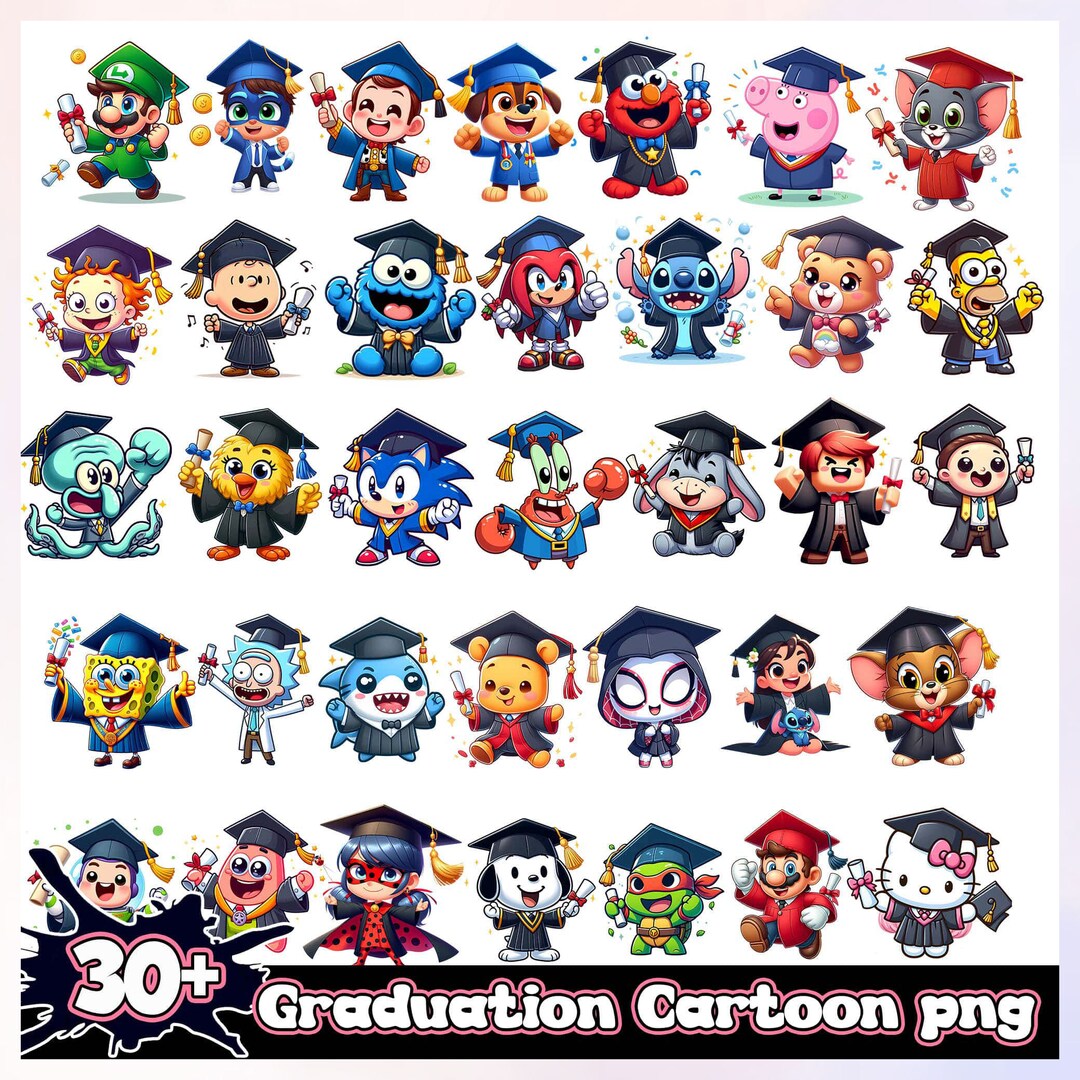 Graduation Cartoon Png, Graduation Bundle SVG, Graduation Avengers Svg ...