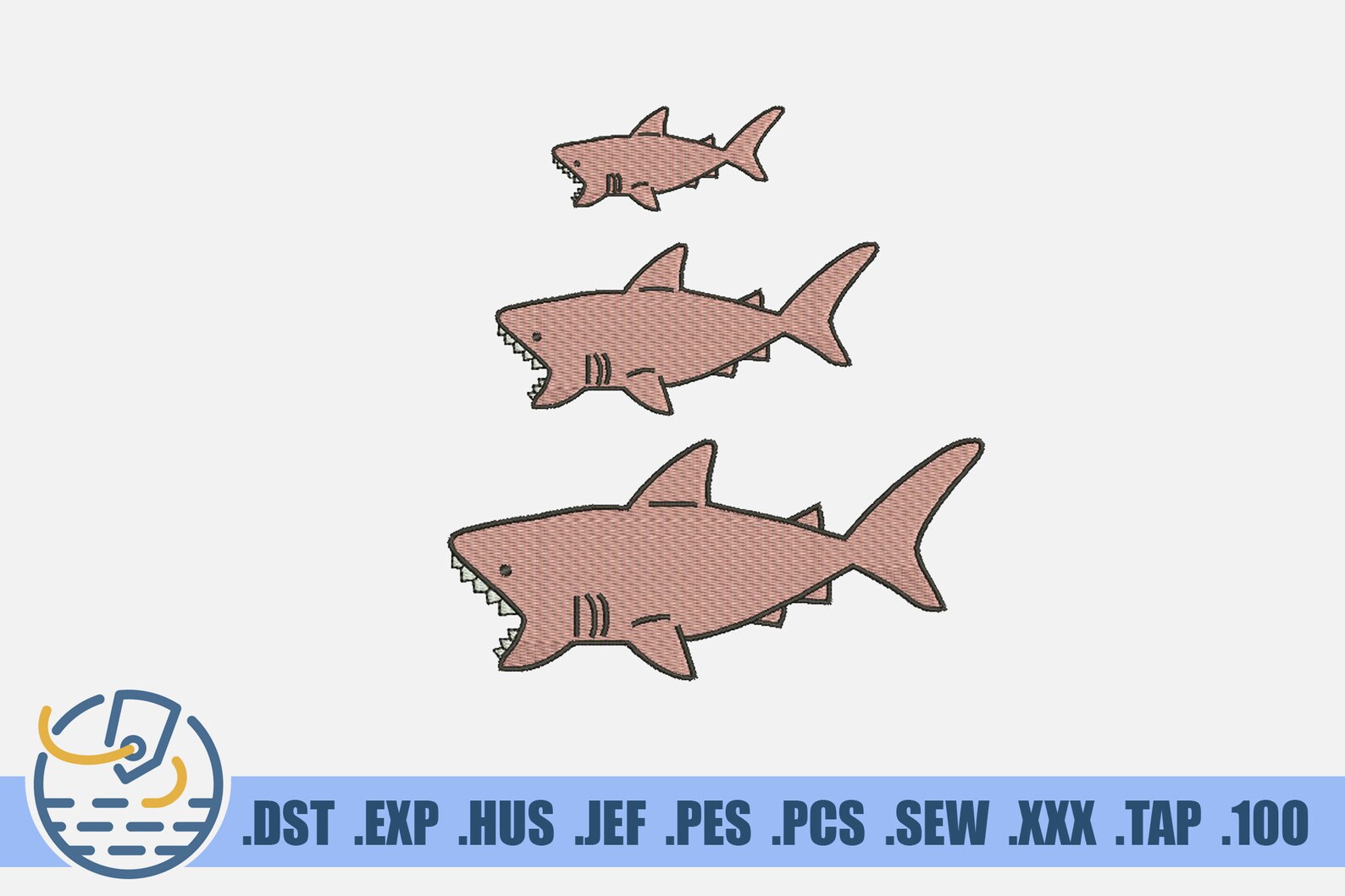 Shark Embroidery File Instant Download Marine Life for - Etsy