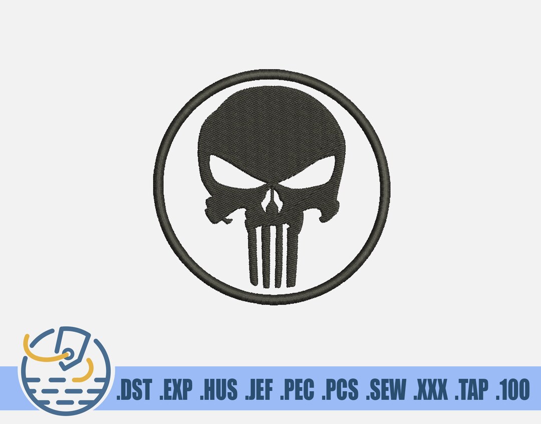 Punisher Skull Embroidery File - Instant Download - Comic Hero for Man ...