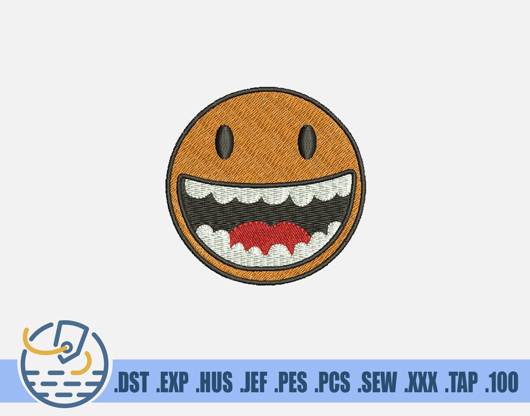 Smile Embroidery File - Instant Download - Happy Pacman Art for ...