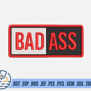 Bad Ass Embroidery File - Instant Download - Simple Font for Clothing ...