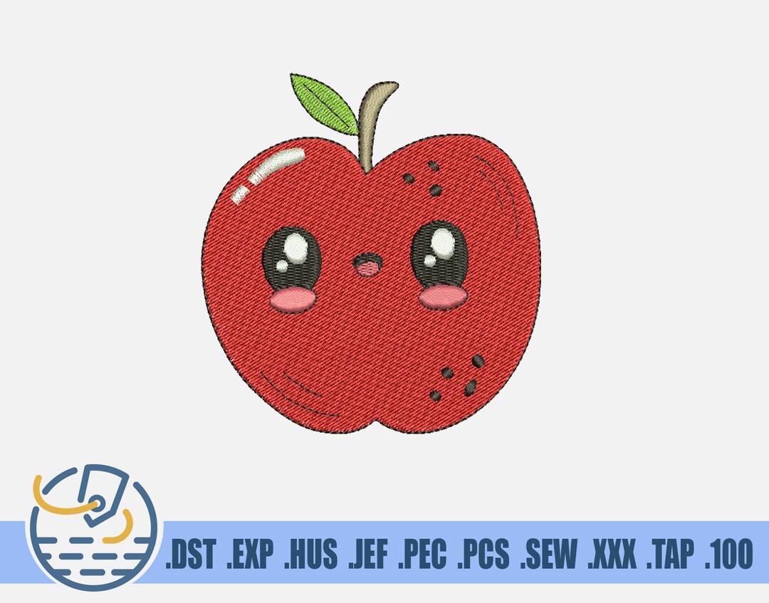 Red Apple Embroidery File - Cute Cartoon Apple for Baby and Newborn ...