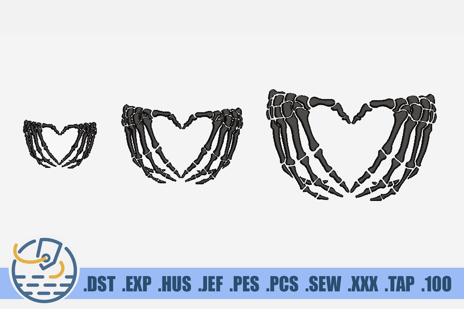 Skeleton Hands Embroidery File Halloween PES File Skeleton - Etsy