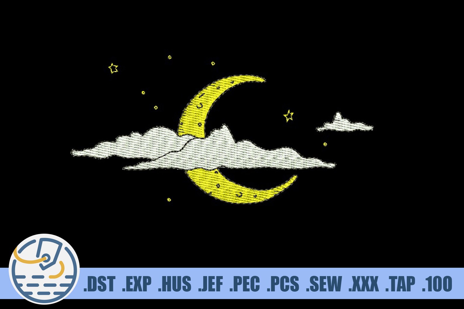 Moon Embroidery File Stitch Design Instant Download - Etsy
