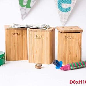 Bamboo Saving Money Box, Personalized Box, Multipurpose Box, Custom ...