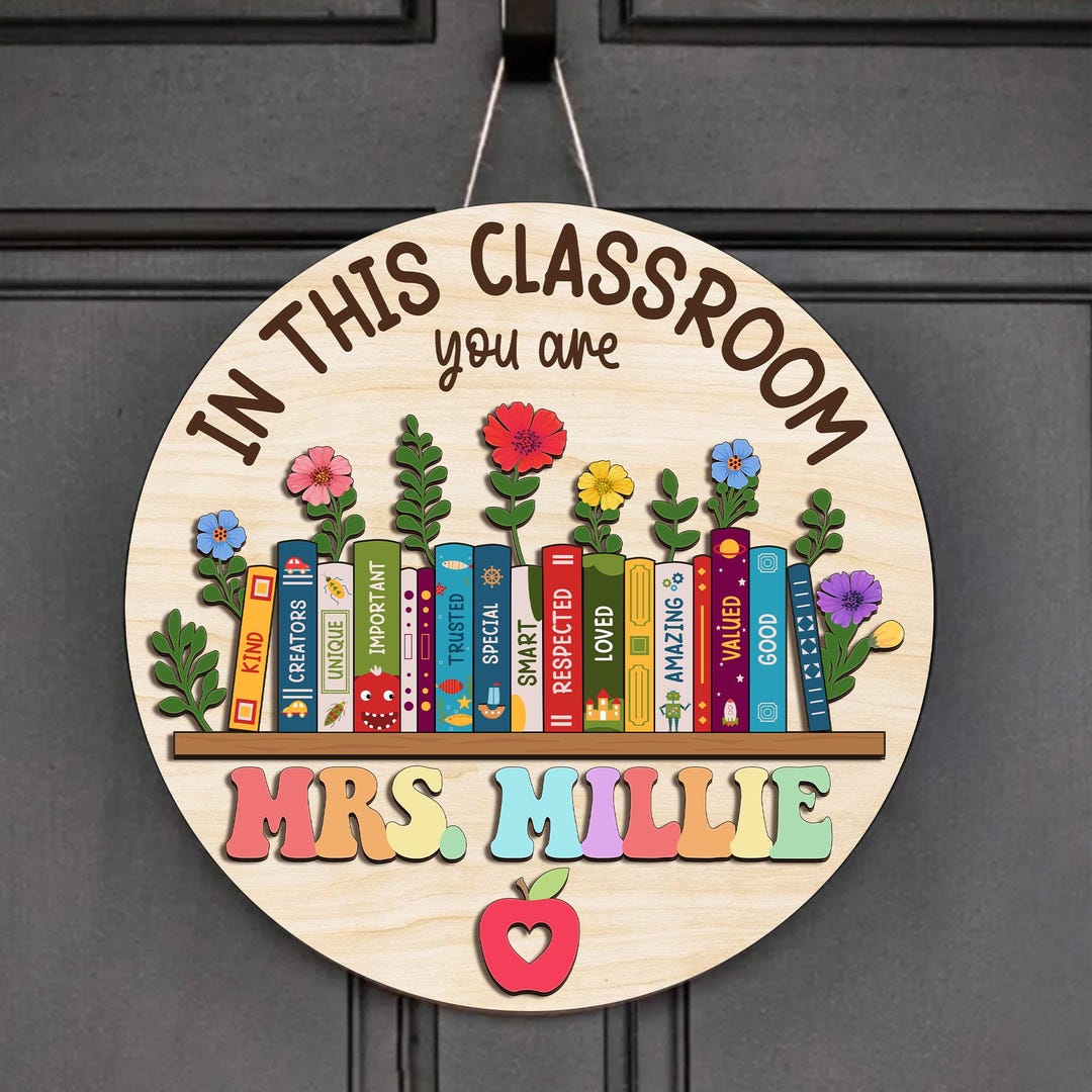 Custom Classroom Door Sign, Classroom Decor, Teacher Wooden Door Sign ...