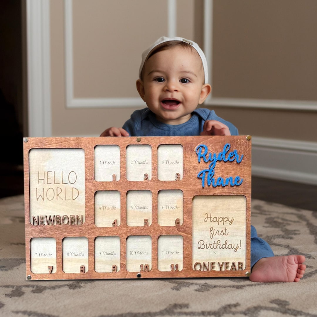 Personalized Baby First Year Picture Frame, Custom Newborn to One ...