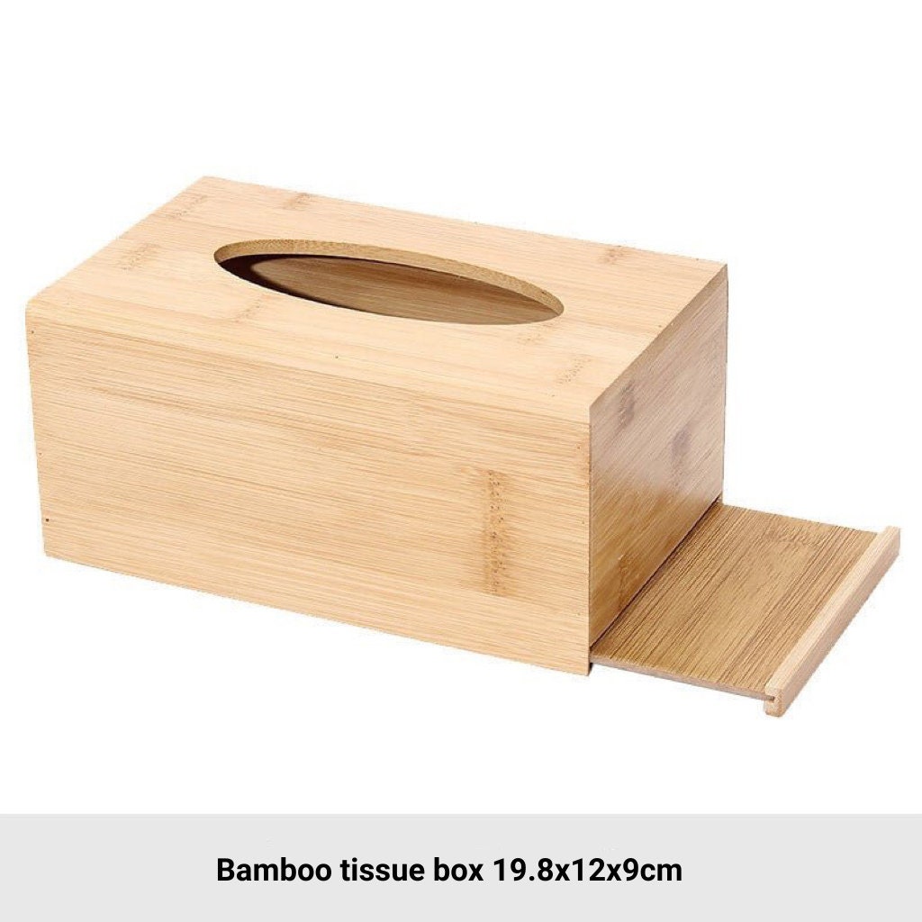 Natural Wooden Bamboo Square Tissue Box Eco Friendly Tissue Dispenser ...