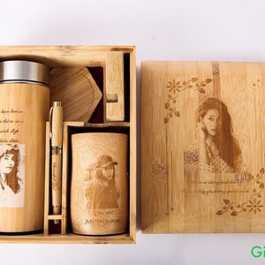 Bamboo Gift Set Includes Bamboo Box, Bamboo Thermos Bottle, Bamboo Cup ...