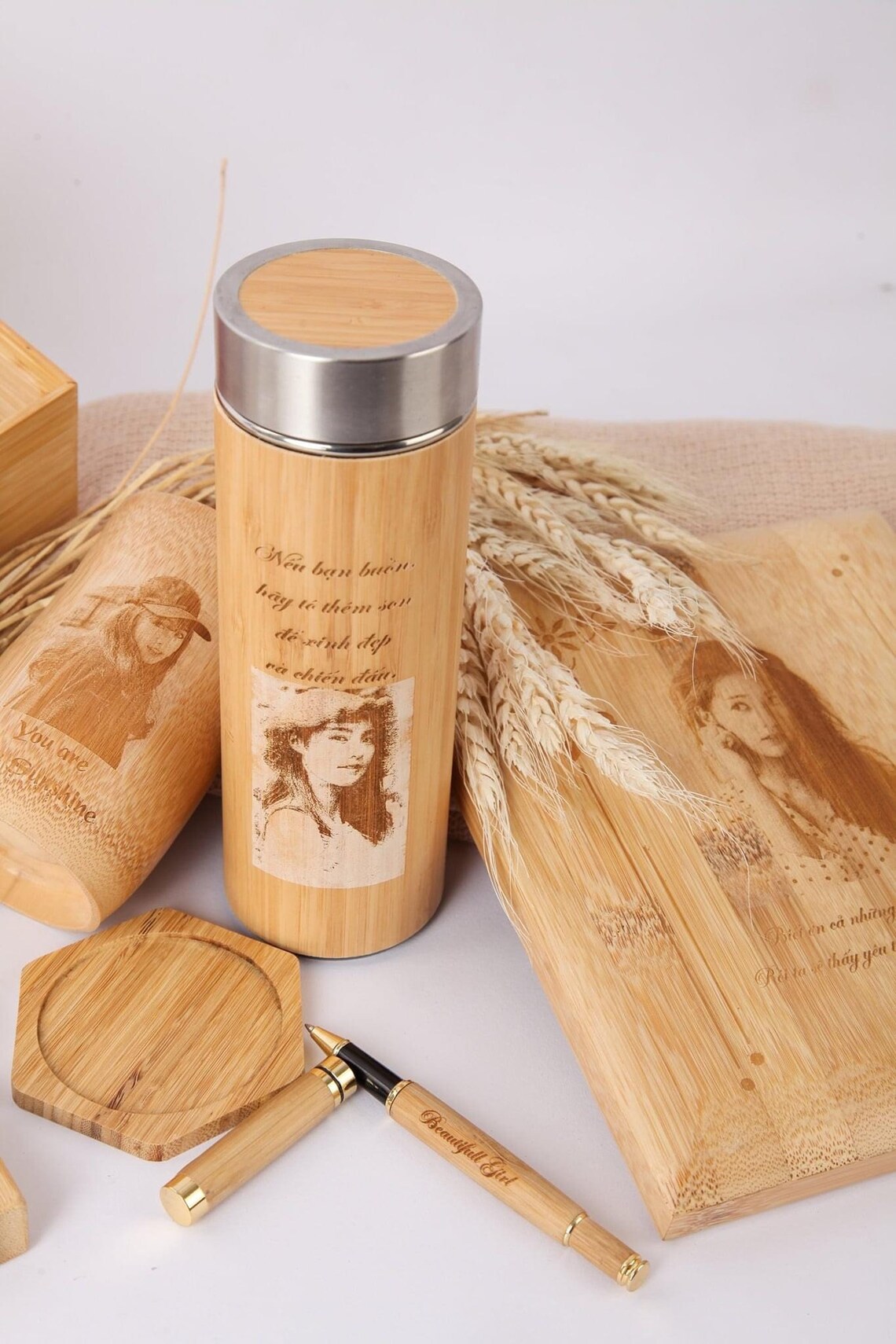 Bamboo Gift Set Includes Bamboo Box Bamboo Thermos Bottle - Etsy