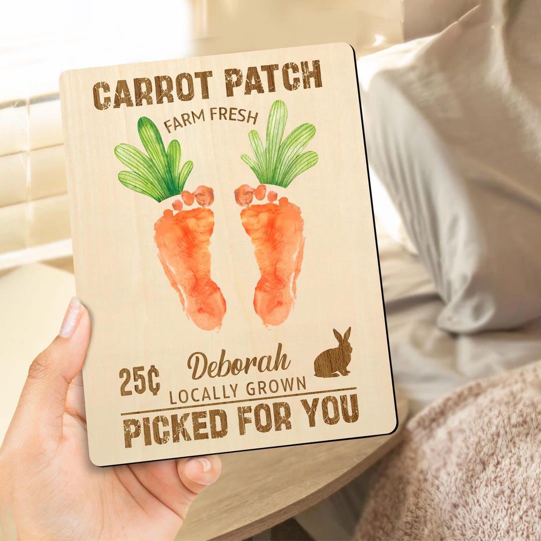 Personalized Carrot Patch Footprint Sign, Custom Baby's First Easter ...
