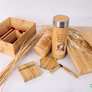 Bamboo Gift Set Includes Bamboo Box, Bamboo Thermos Bottle, Bamboo Cup ...