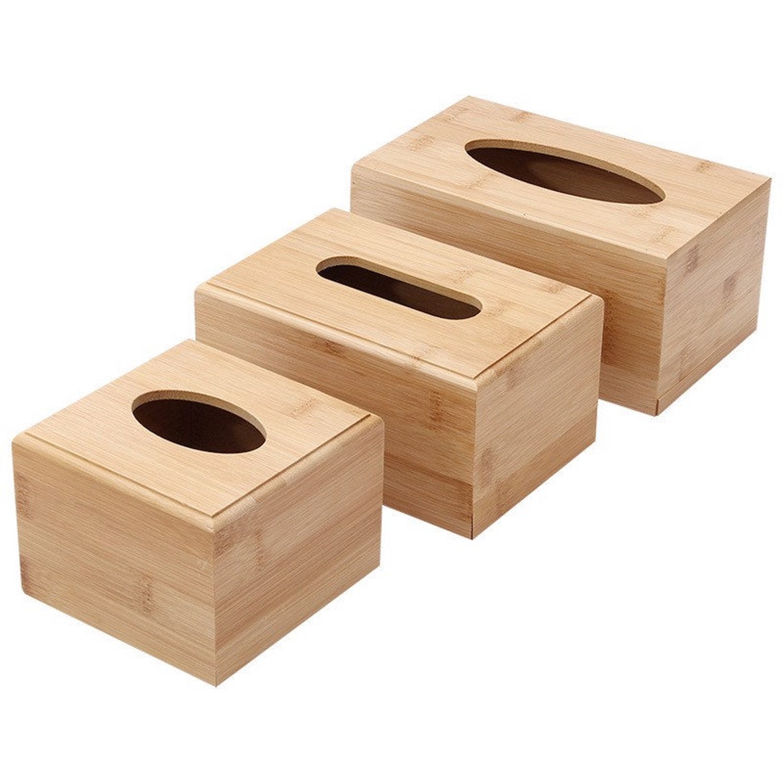 Natural Wooden Bamboo Square Tissue Box Eco Friendly Tissue Dispenser ...