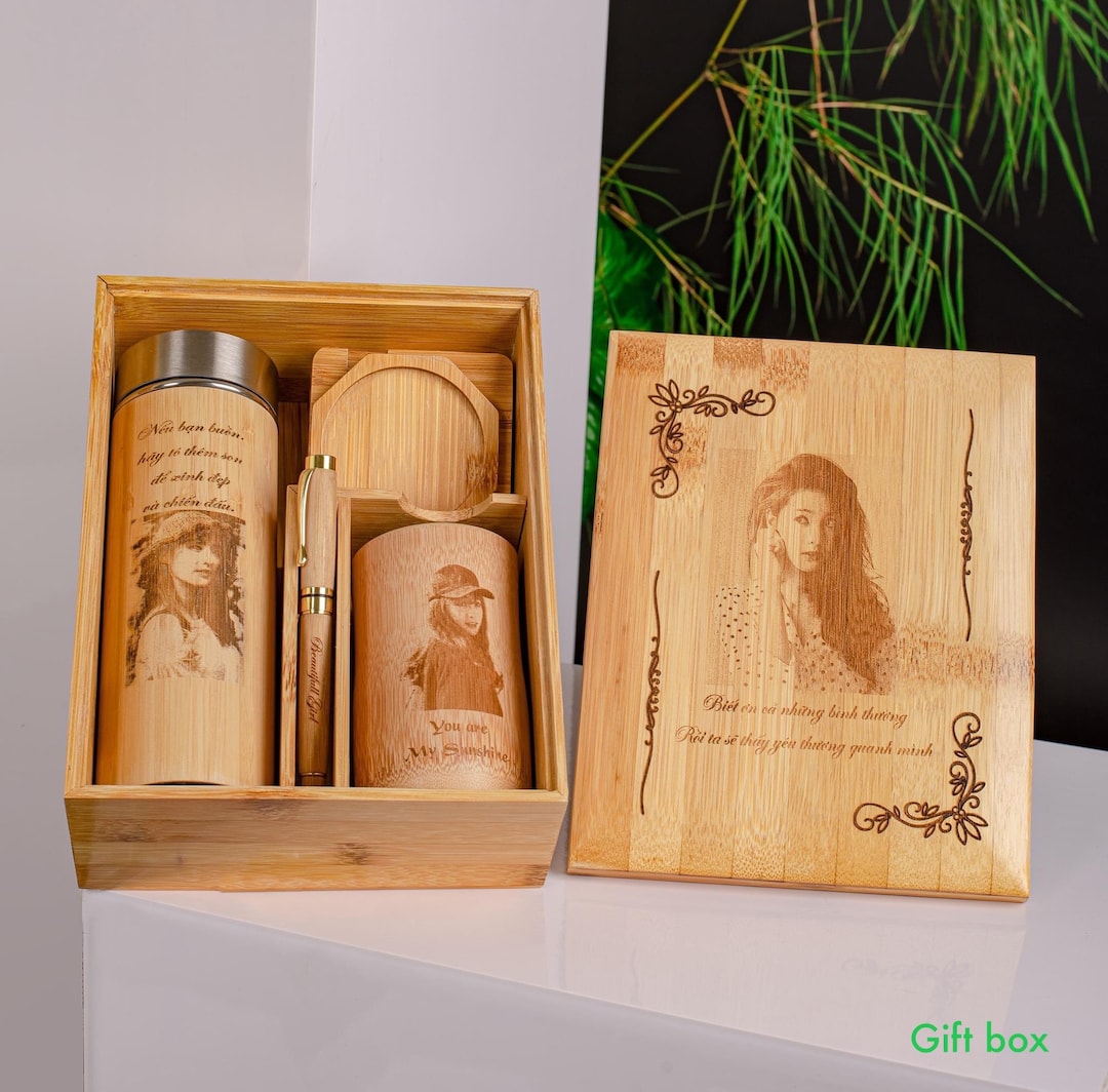 Bamboo Gift Set Includes Bamboo Box, Bamboo Thermos Bottle, Bamboo Cup ...
