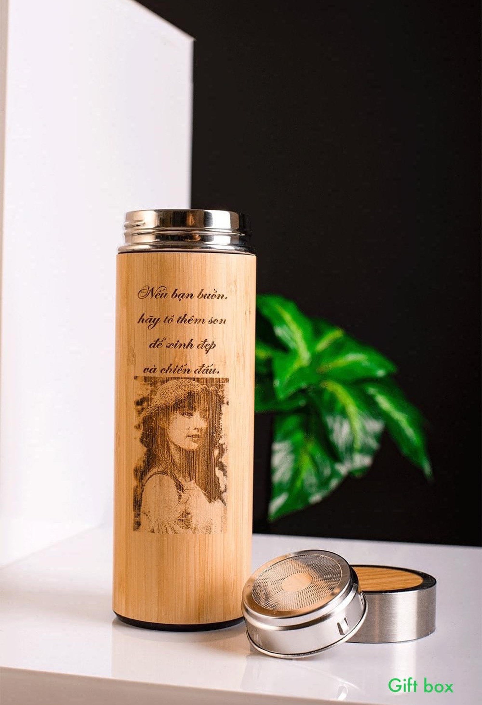 Bamboo Gift Set Includes Bamboo Box, Bamboo Thermos Bottle, Bamboo Cup ...