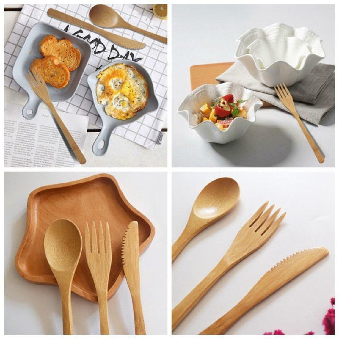 Reusable Bamboo Cutlery Set Zero Waste Utensil Kit Eco - Etsy