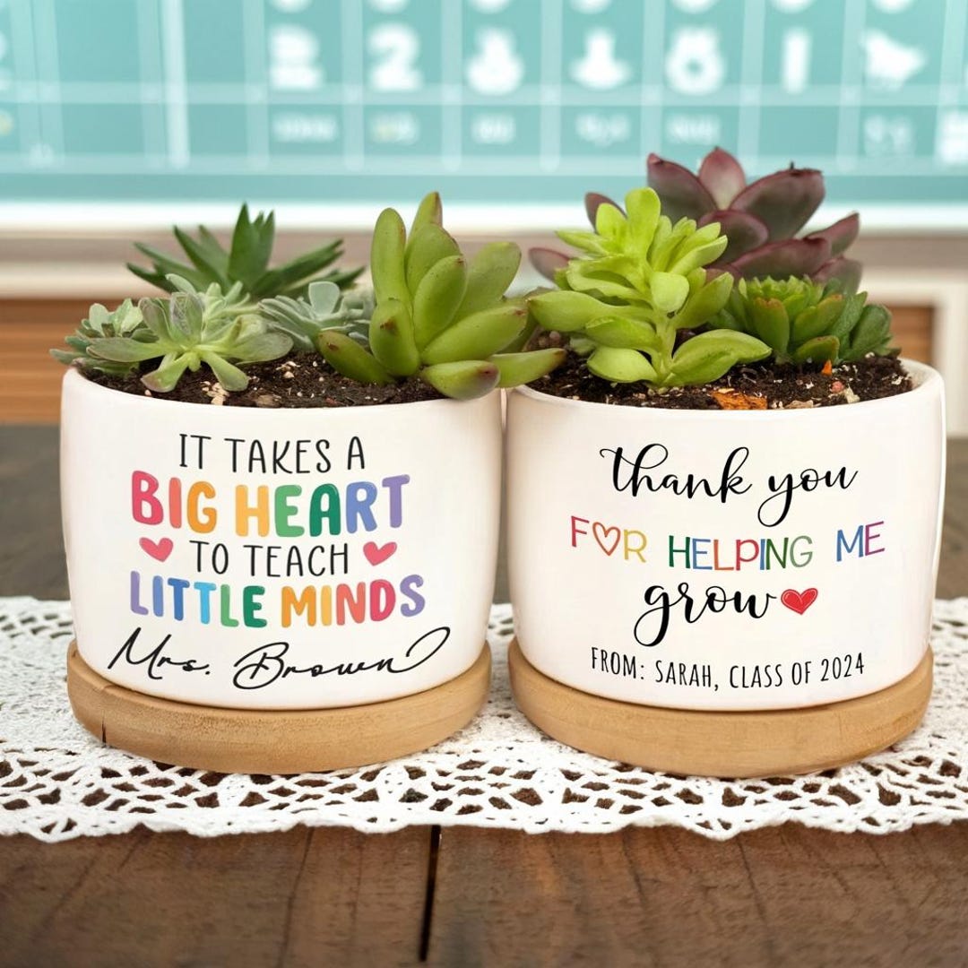 Custom Teacher Appreciation Gift, Personalized Thank You Teacher Plant ...