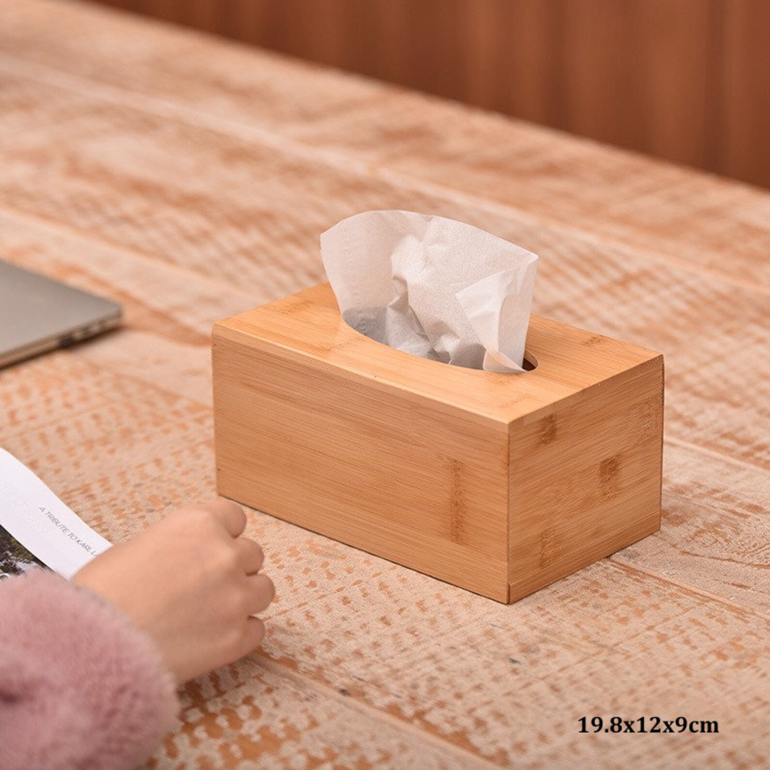 Natural Wooden Bamboo Square Tissue Box Eco Friendly Tissue Dispenser ...