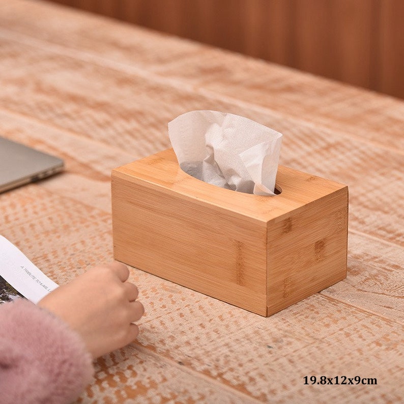 Natural Wooden Bamboo Square Tissue Box Eco Friendly Tissue Dispenser ...