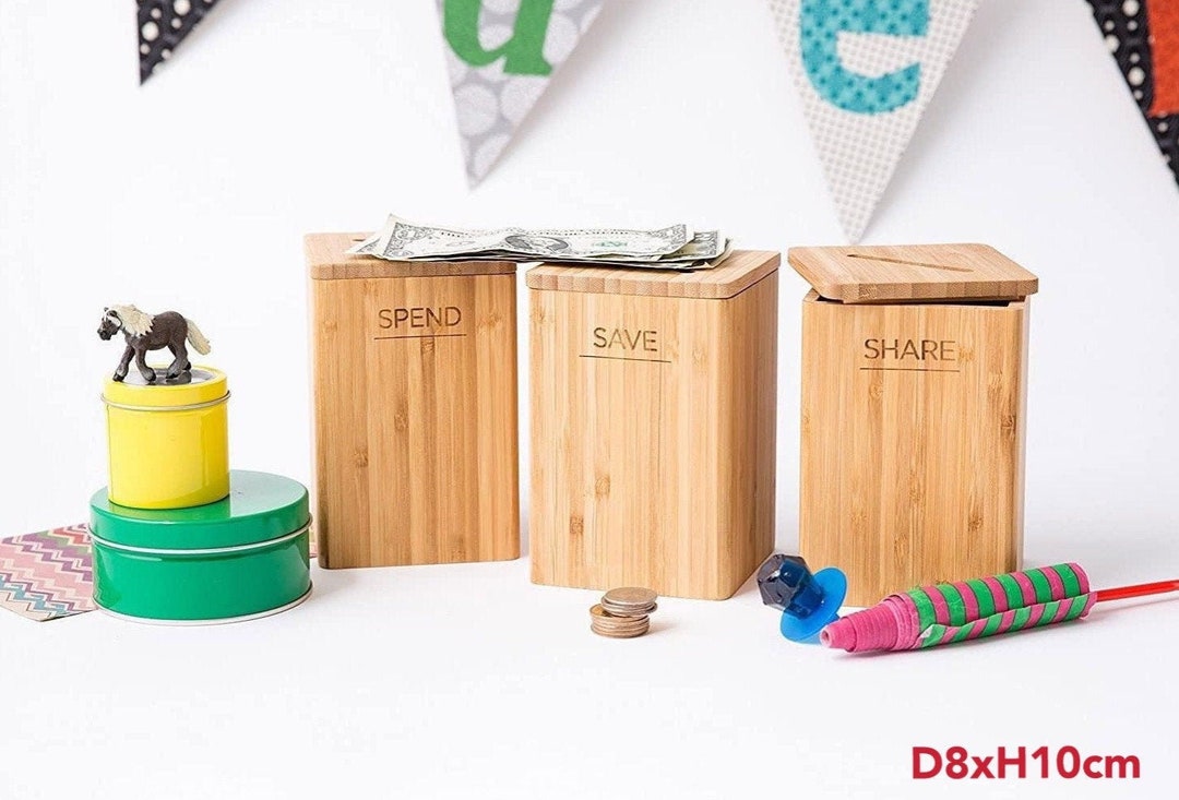 Bamboo Saving Money Box, Personalized Box, Multipurpose Box, Custom ...