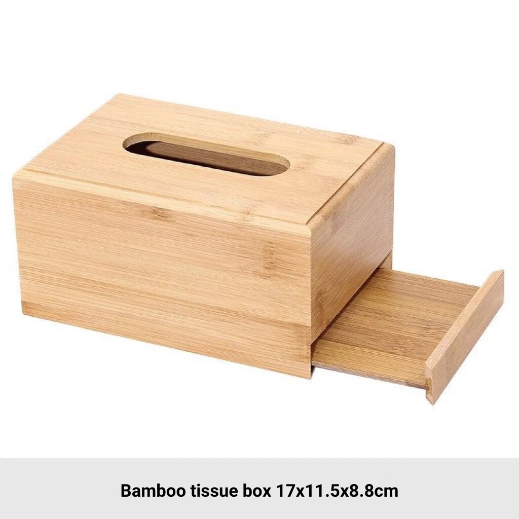 Natural Wooden Bamboo Square Tissue Box Eco Friendly Tissue Dispenser ...
