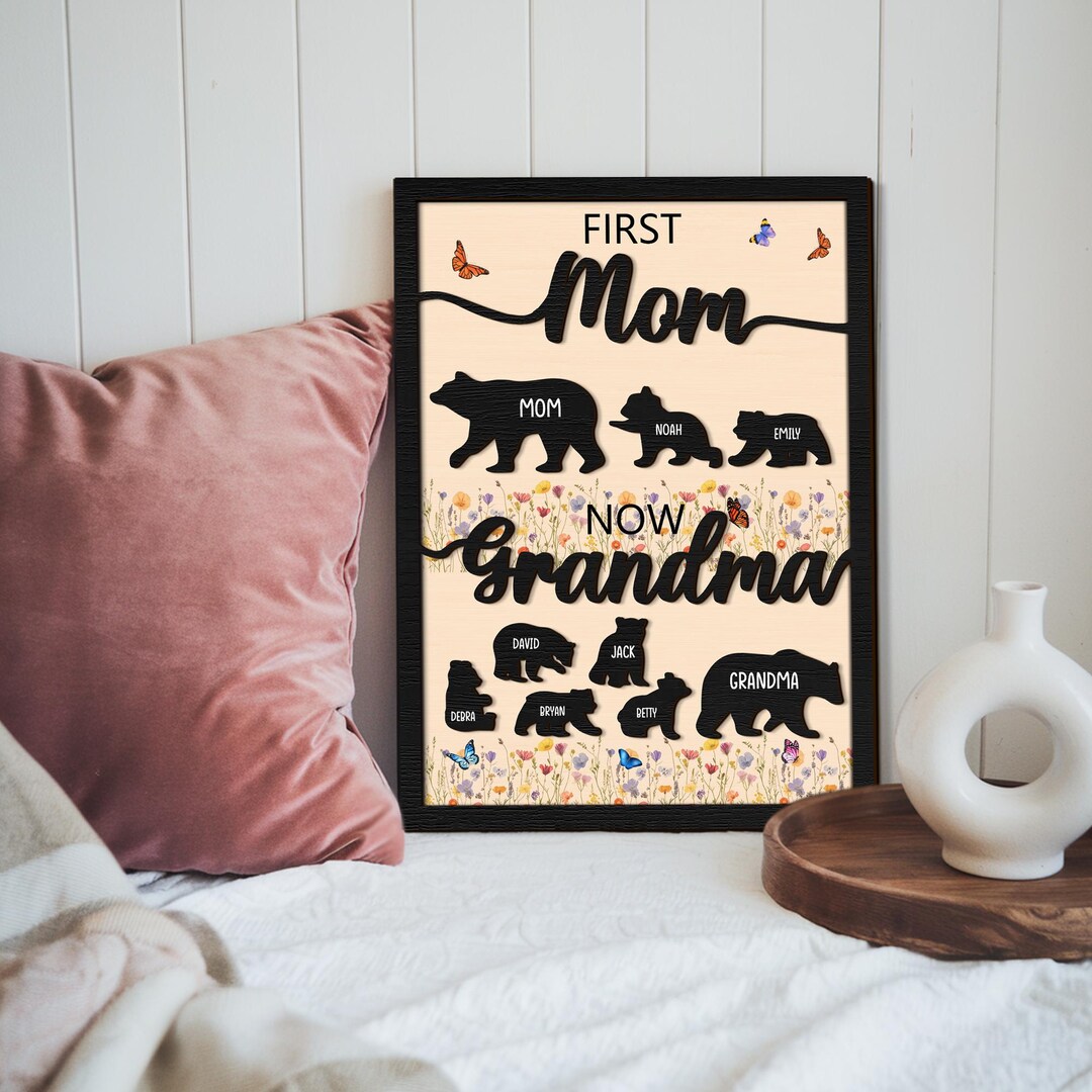 Personalized Mama Bear Sign, Custom Mom Sign With Kids Names, First Mom ...
