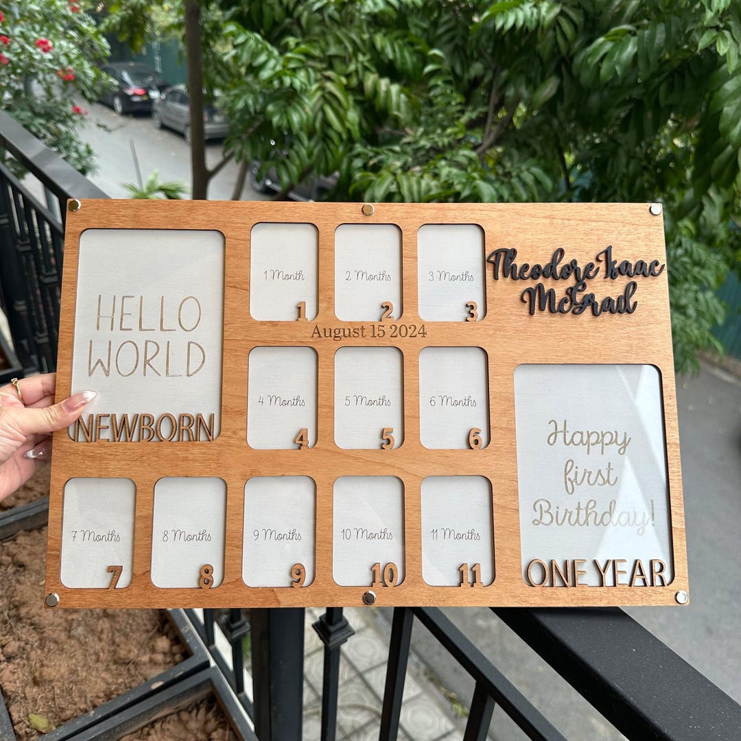 Baby First Year Picture Frame, Personalized Baby Photo Frame, Photo ...