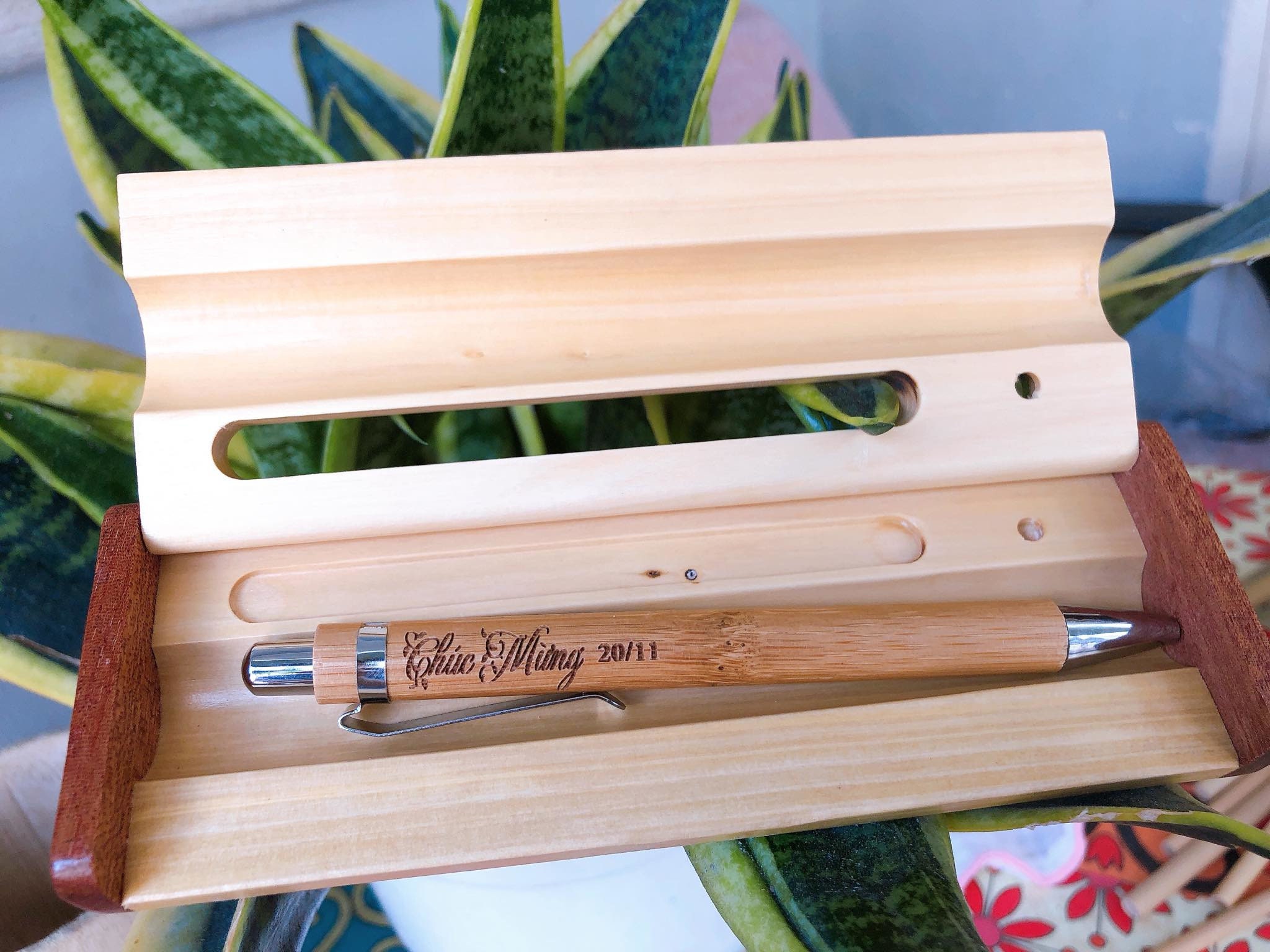 Personalised Bamboo Pen & Box Wood Pen Case and Pen Bamboo, Office Gift ...