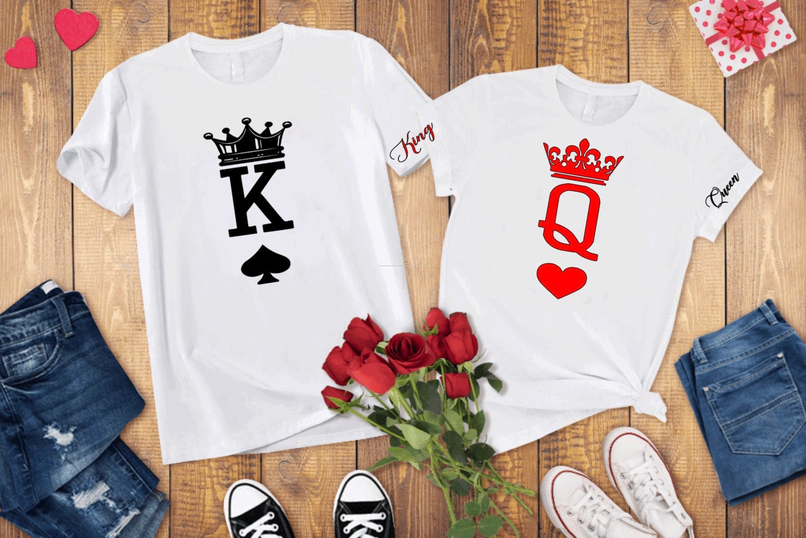 King and Queen Tees/k and Q Shirts/queen of Hearts Shirt/ Matching ...
