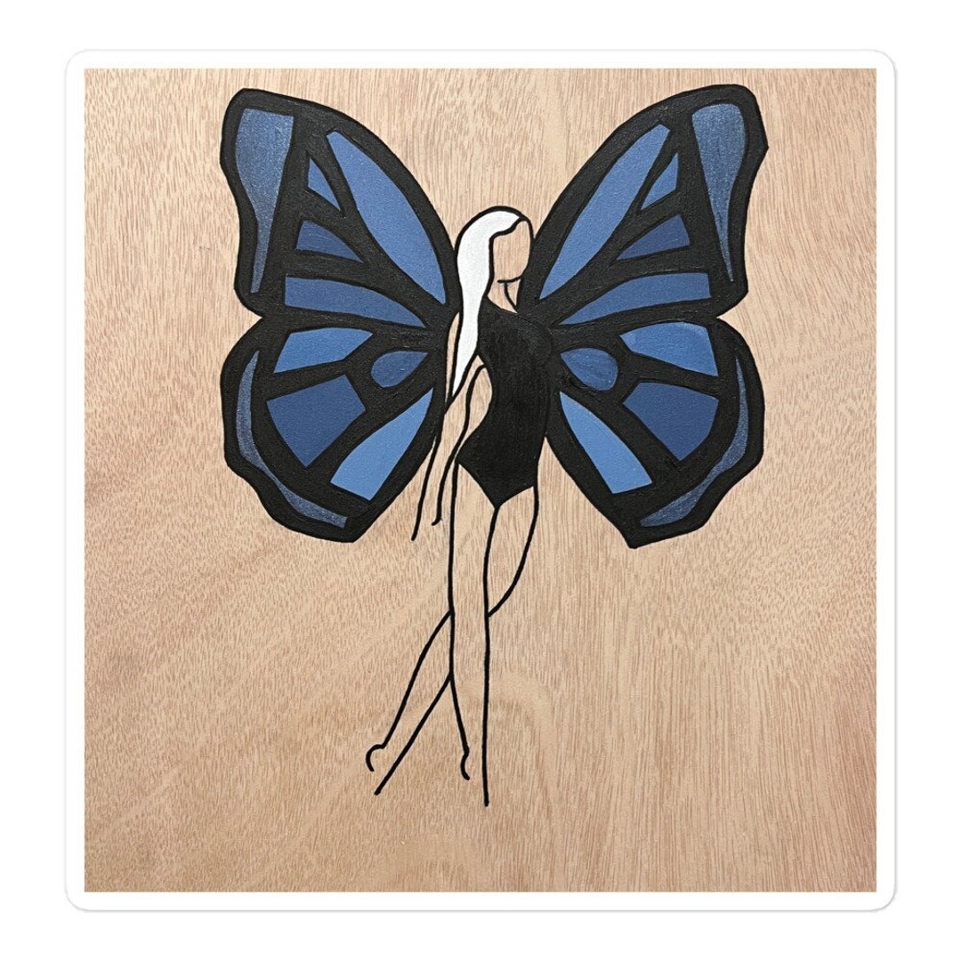Blue Butterfly Fairy Sticker - Etsy