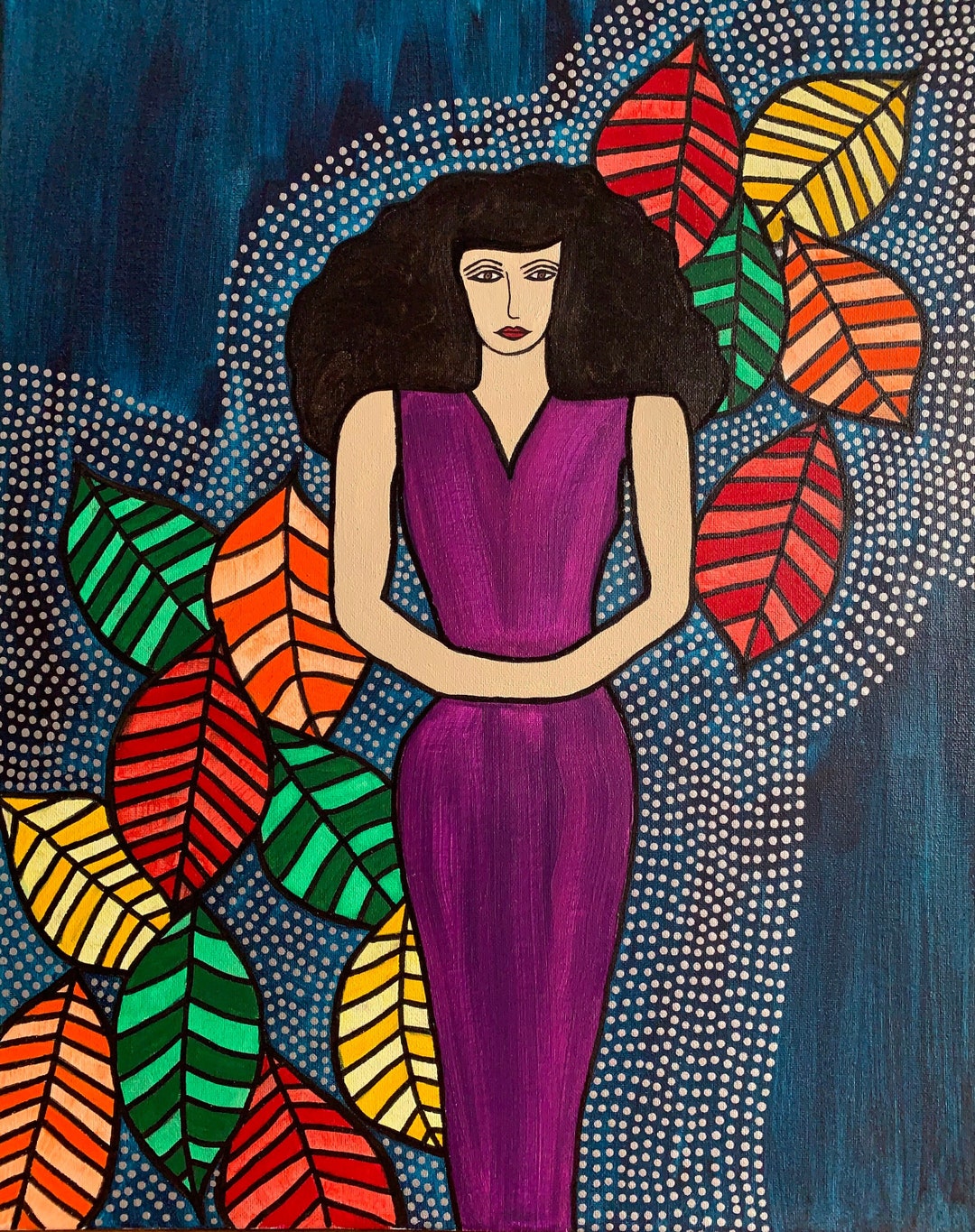 Original Art Print Unique Vibrant Colors Leaves Art Work - Etsy