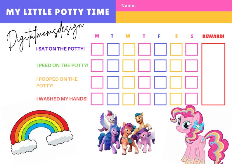 My Little Pony Potty Chart, Toddler Potty Chart, MLP, Reward System ...