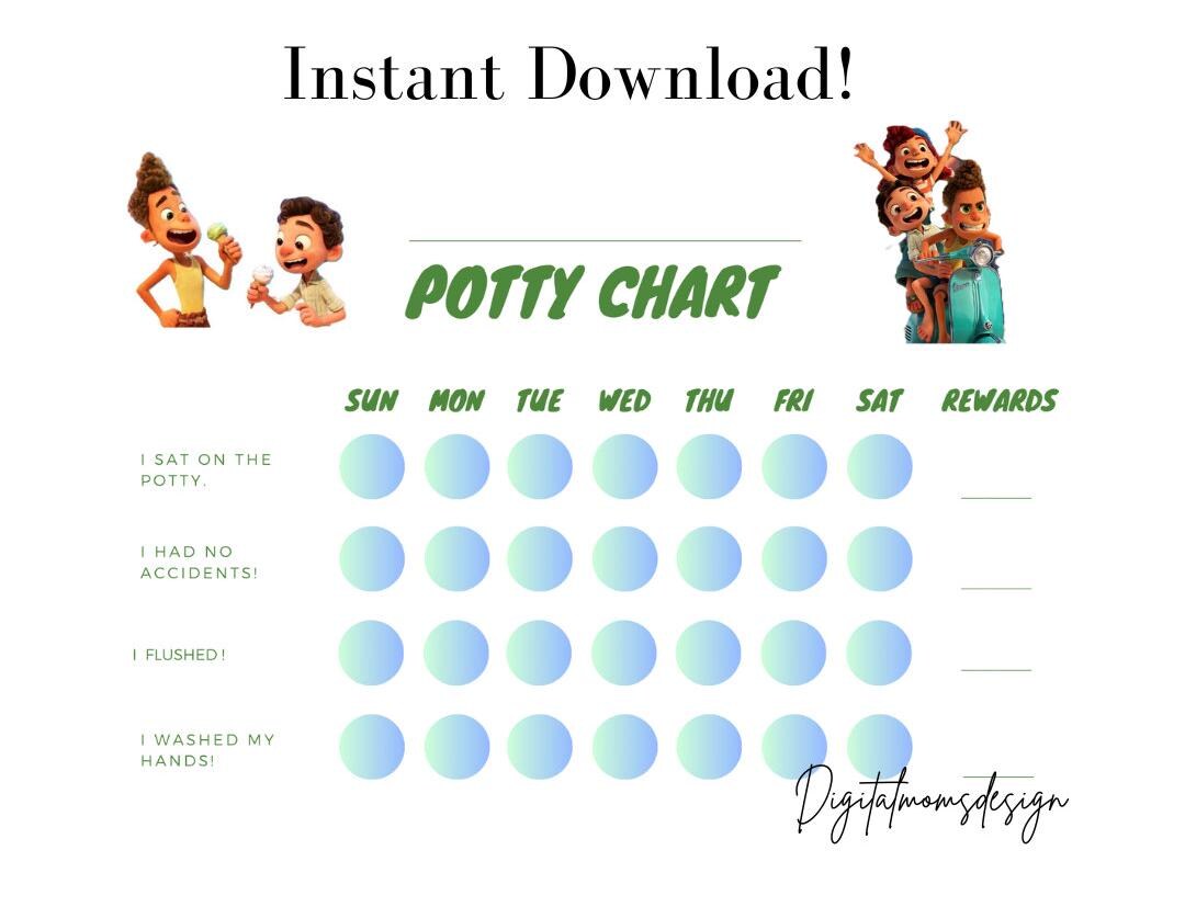 Luca Potty Chart, Toddler Potty Chart, Rewards Chart, Printable, Potty ...