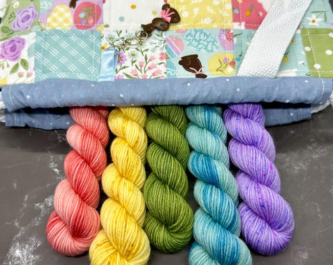 Spring Blooms|hand Dyed Yarn|fingering/sock Mini Set|75 Superwash Merino Wool/25 Nylon - Etsy