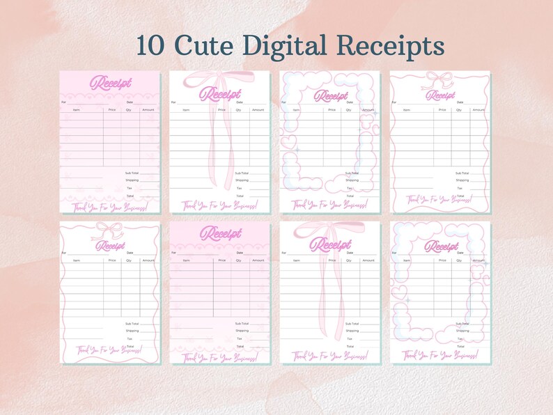 Cute Digital Receipt Bundle – 10 Kawaii-inspired Designs - Etsy