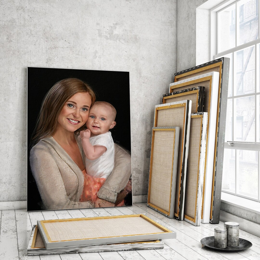 Custom Family Oil Portrait, Mom and Baby Painting, Special Custom ...