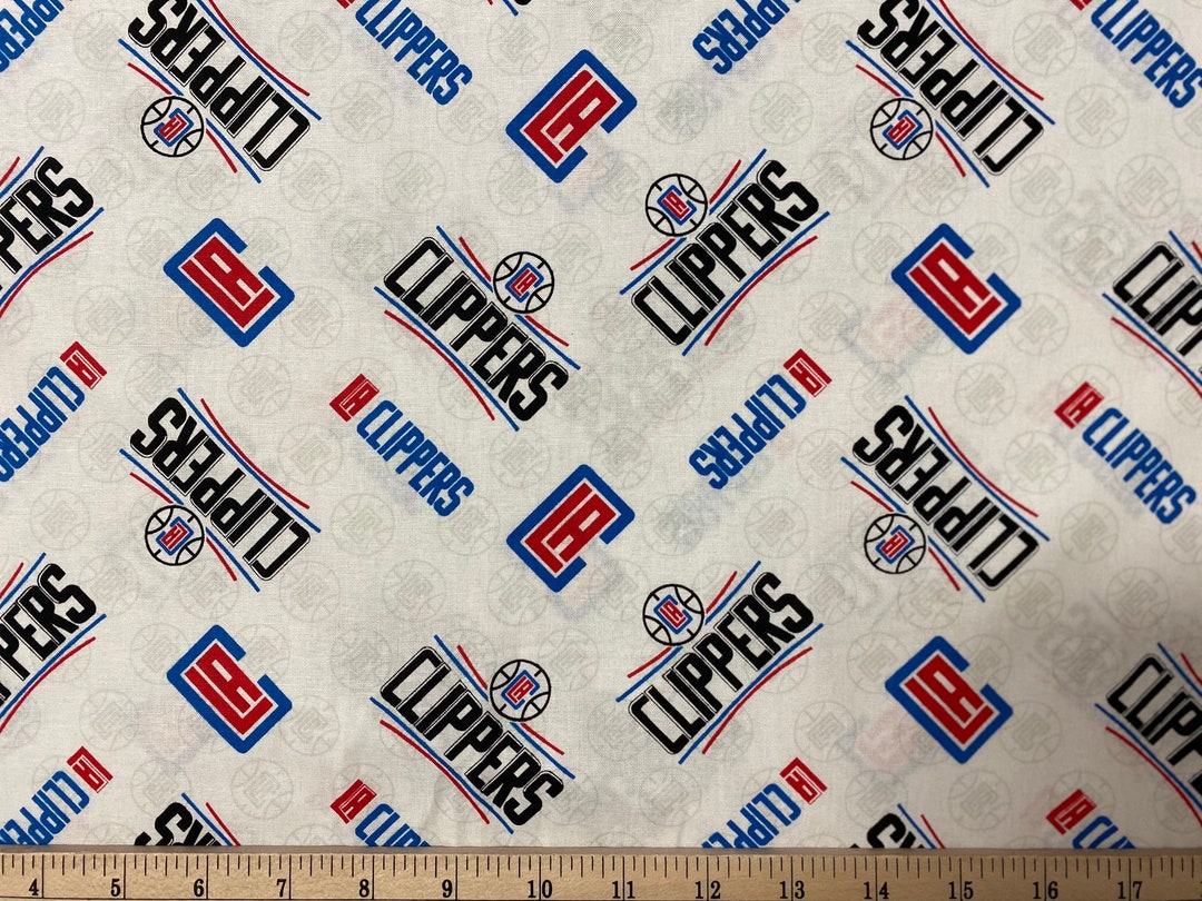 NBA LA Los Angeles Clippers Basketball, White, 100% Cotton Fabric. Sold ...